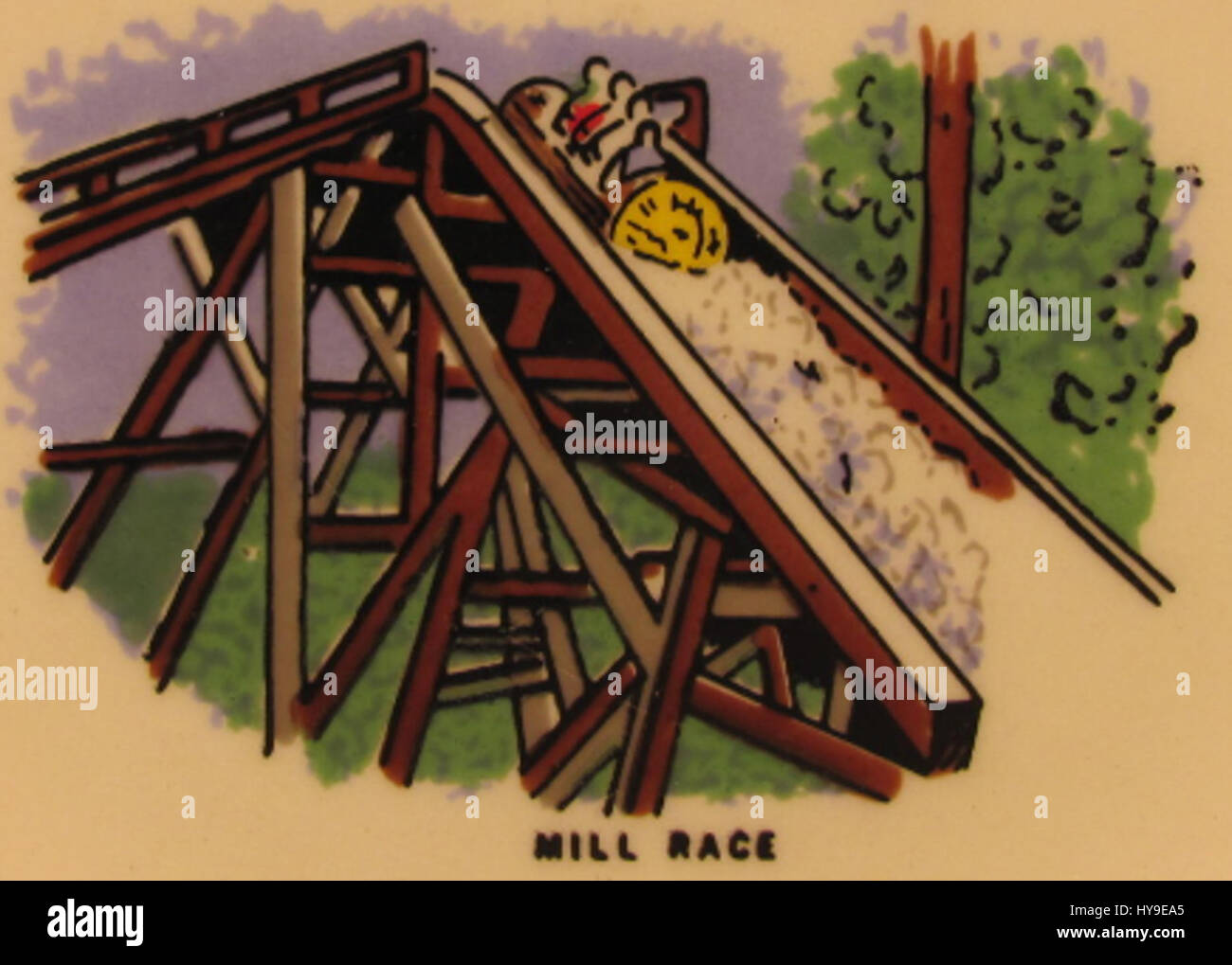 This detailed drawing of the Mill Race at Cedar Point depicts a ...