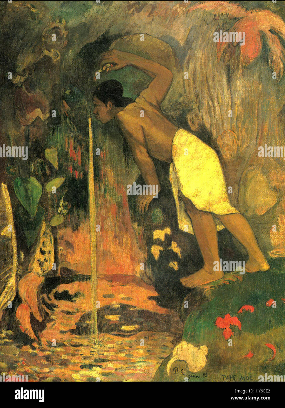 This painting by Paul Gauguin reflects his post-impressionist style ...