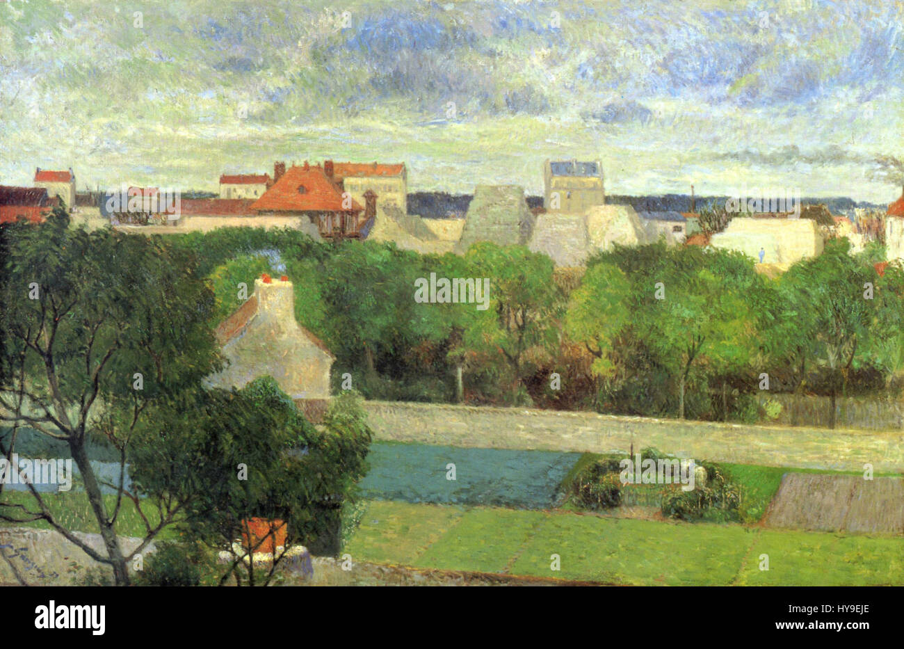 This artwork by Paul Gauguin reflects his post-impressionist style ...