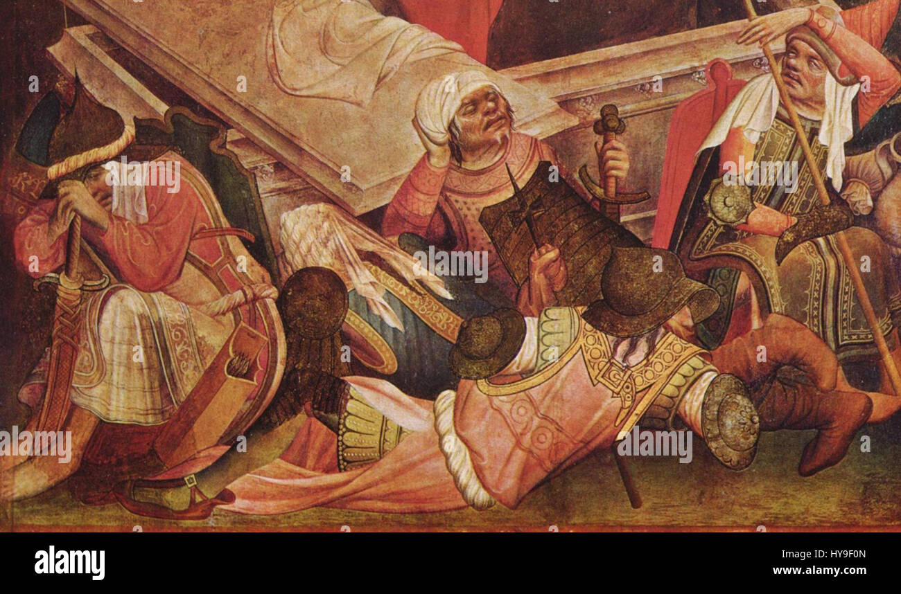 'Sleeping Guards' by Meister Francke is a painting that portrays guards ...