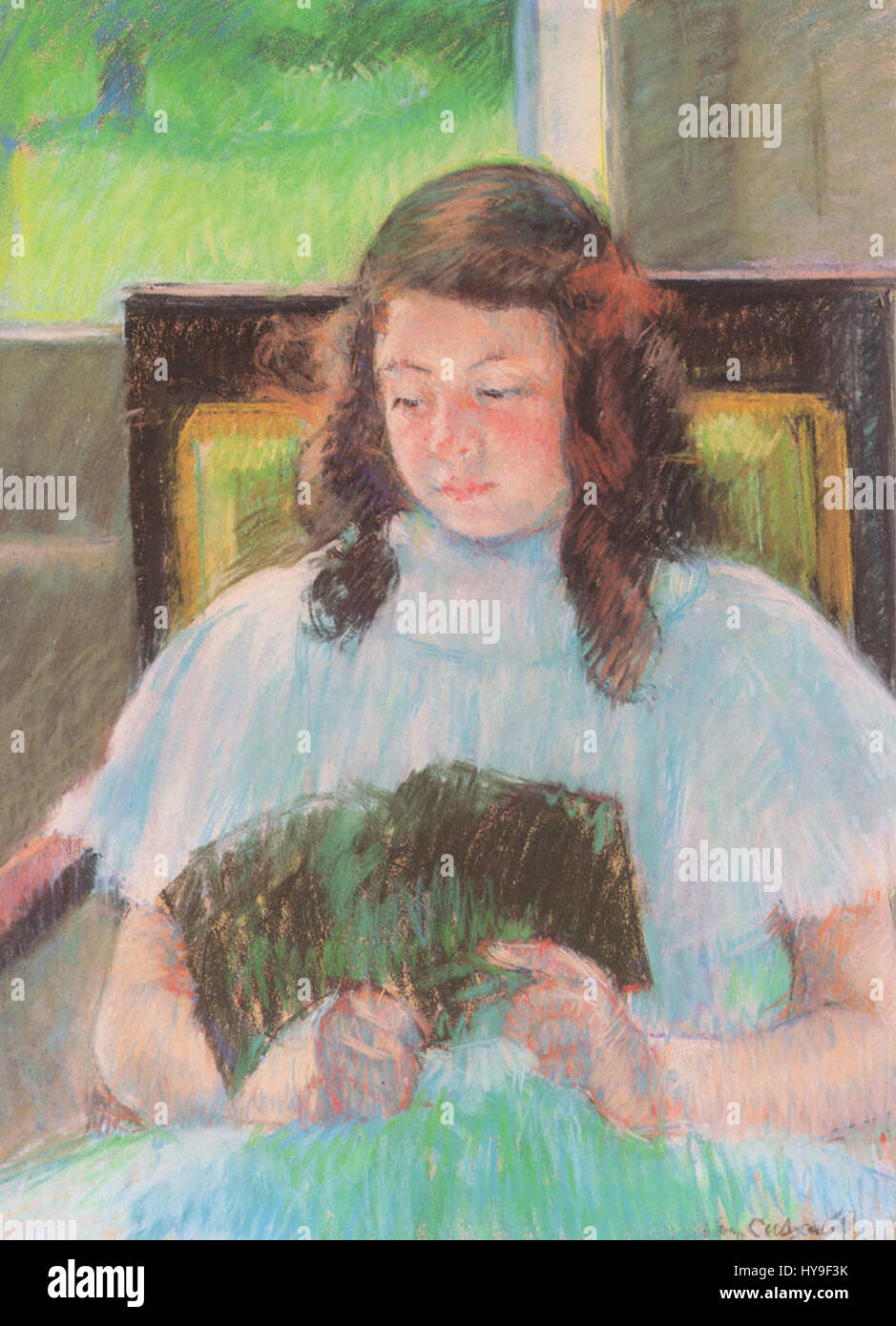 'Young Girl Reading' by Mary Cassatt portrays a tender moment of a ...