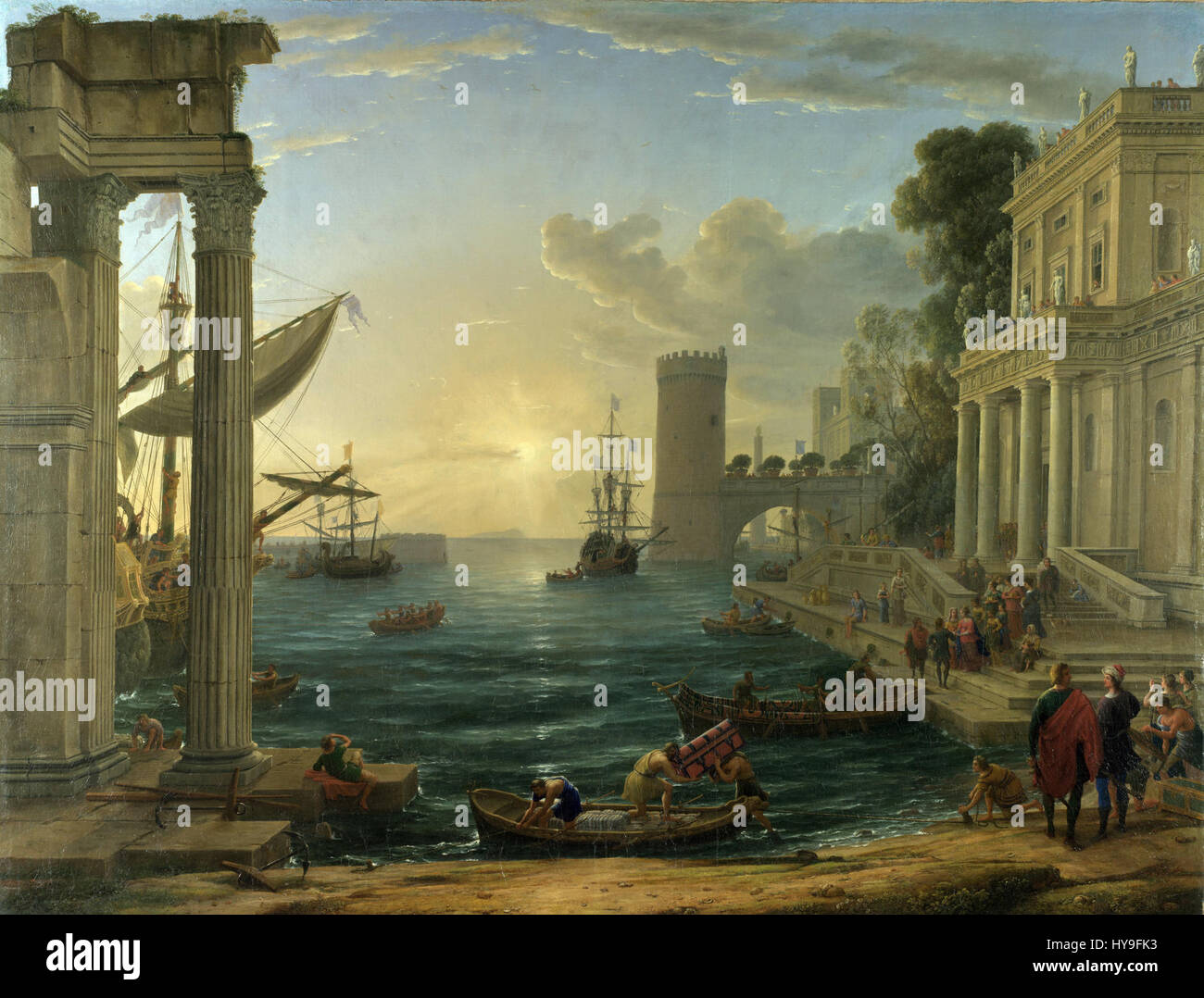 Claude Lorrain's landscape paintings, such as this piece, often combine ...