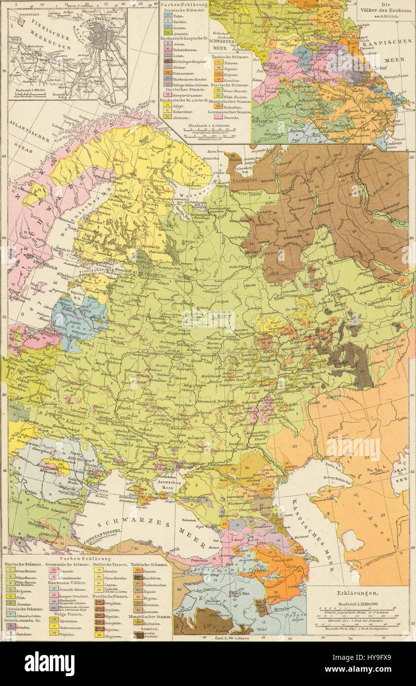 Richard Andree's 1881 map 'Volkerkarte von Russland' (Ethnographic Map ...