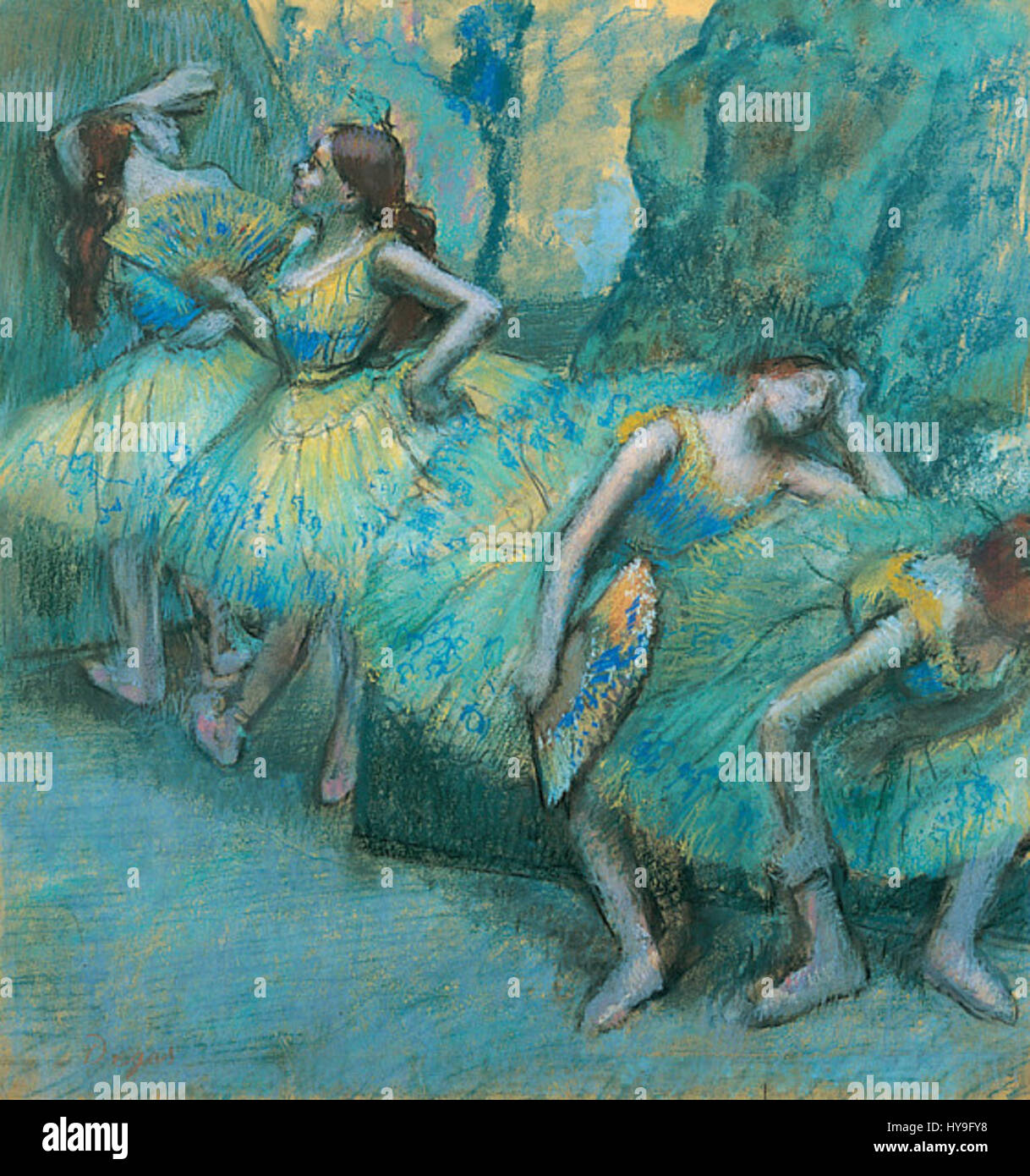 Edgar Degas’ 'Ballet Dancers in the Wings' portrays a behind-the-scenes glimpse of a ballet ...