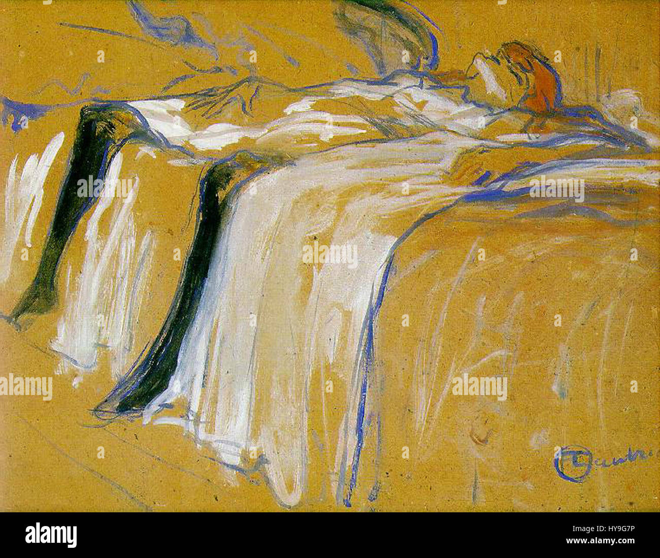 The painting titled 'Alone' conveys a solitary figure in a vast, empty ...