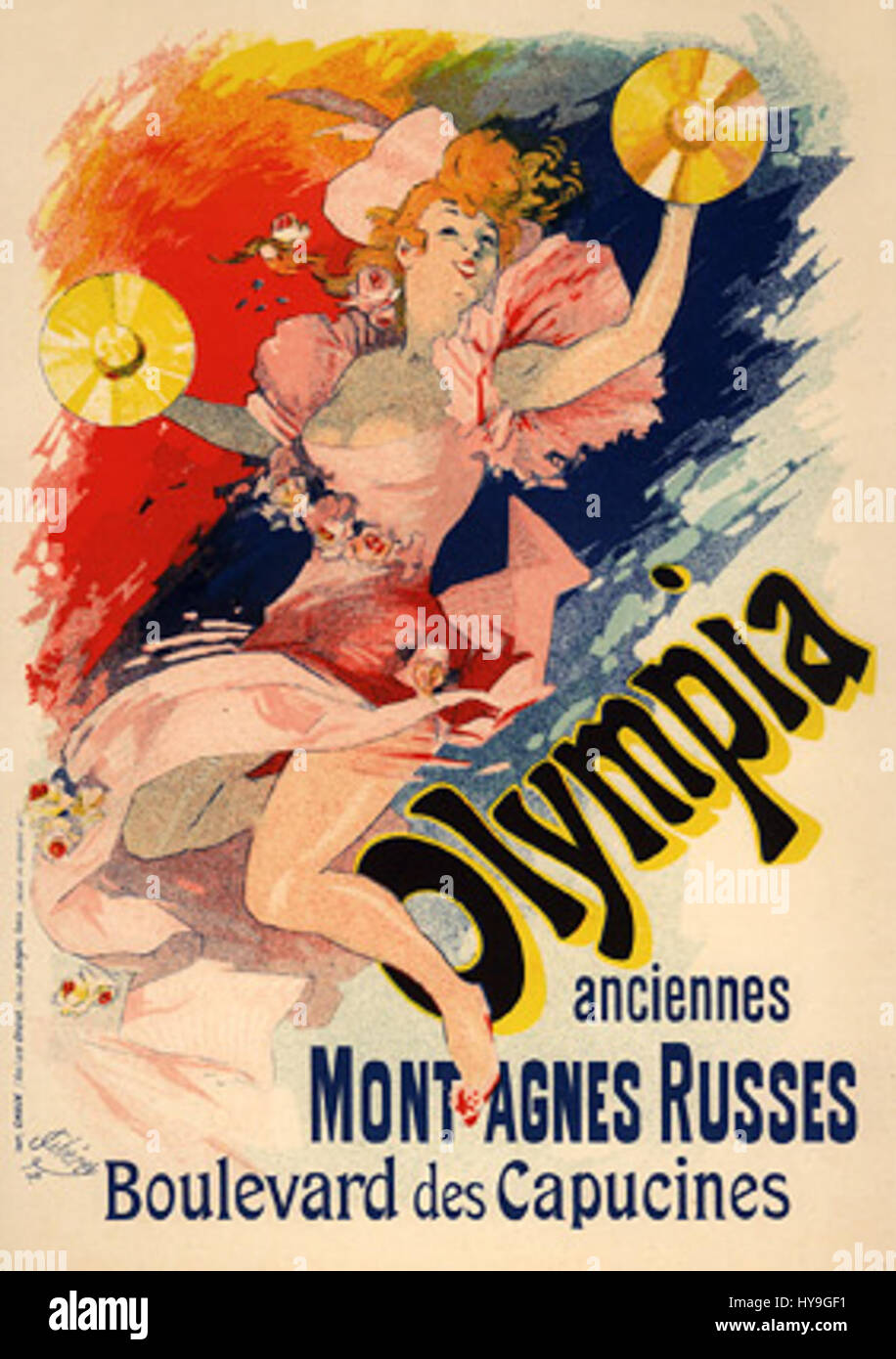 Jules Cheret's 'Olympia' (pl 133) is a vibrant lithograph that ...