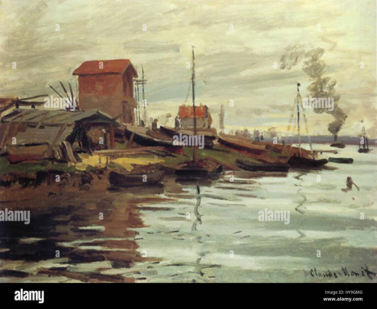 'The Seine at Petit Gennevilliers' by Claude Monet captures a tranquil ...