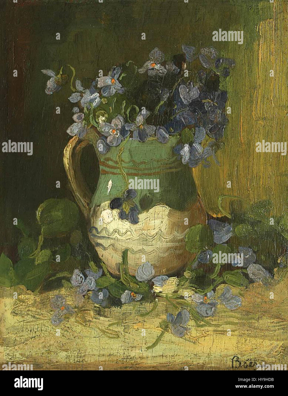 *Ulcica cu violete* by Aurel Baesu is a Romanian painting depicting a ...