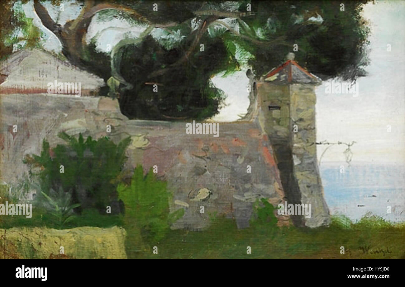 Gustav Wentzel’s 'Festningsmur' is a painting depicting a fortress wall ...