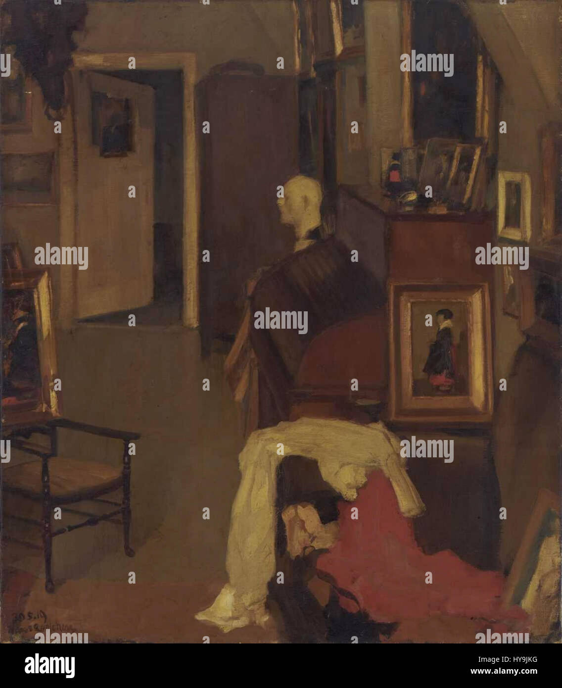 'Im Atelier' by Hans Looschen depicts an artist's studio, focusing on ...