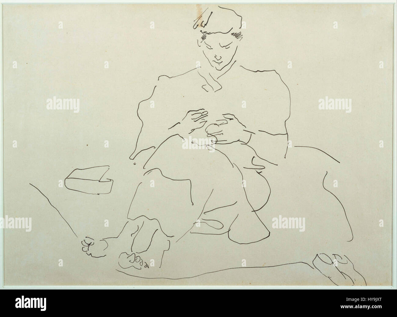 Henri Gaudier-Brzeska's 'Seated Figure Sewing' portrays a human figure ...