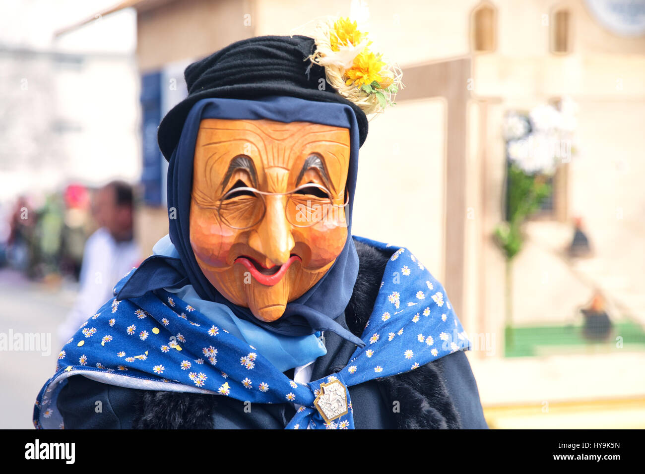 Traditional carnival parade of carnival masks in Luzern, Switzerland ...