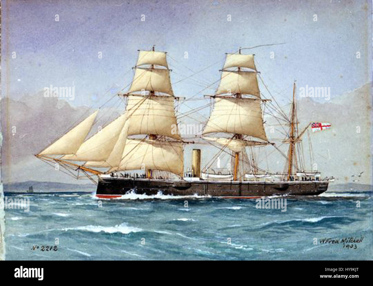 'HMS Comus stb' depicts the British Royal Navy ship HMS Comus ...
