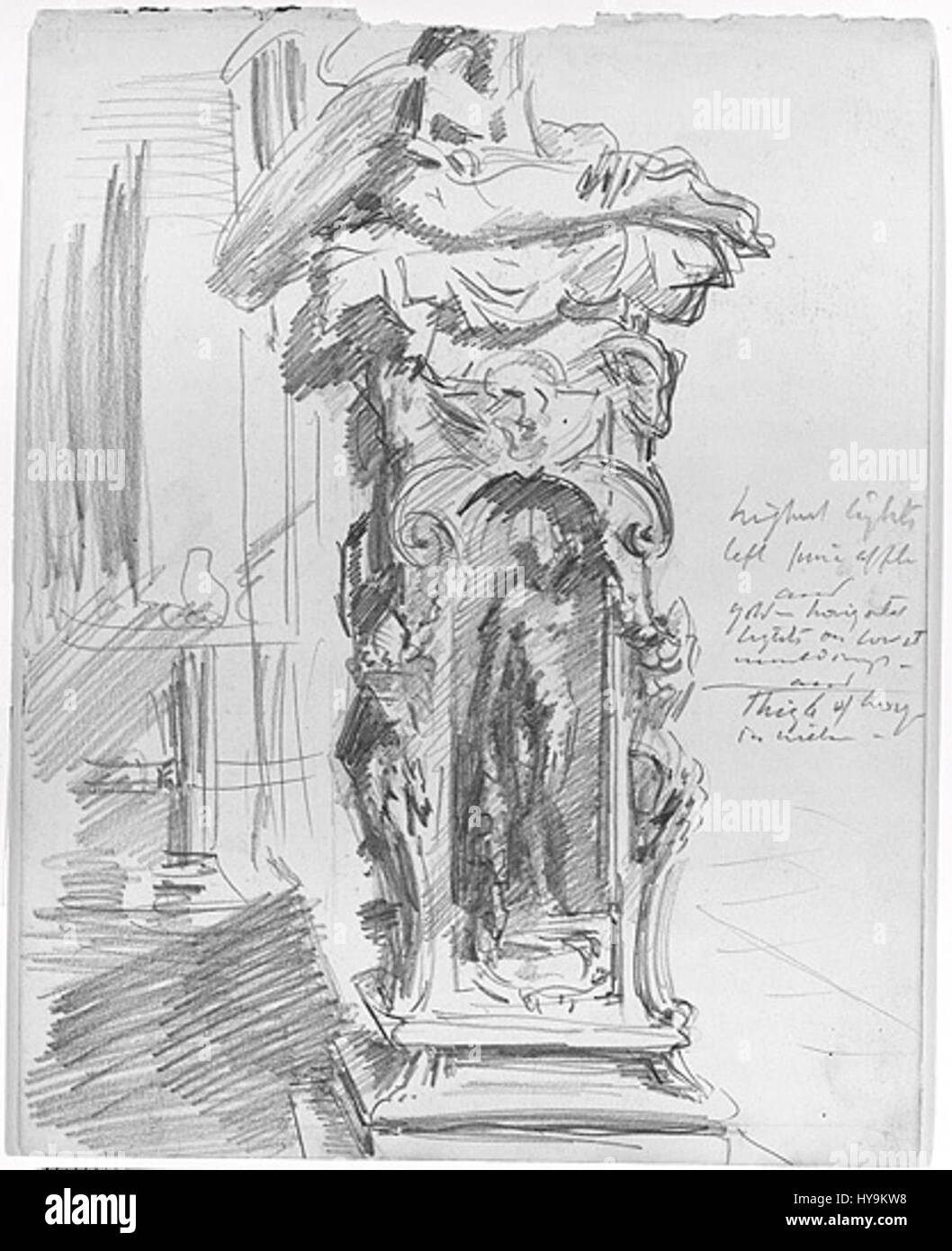 John Singer Sargent's sketch of the base of Benvenuto Cellini's Perseus ...