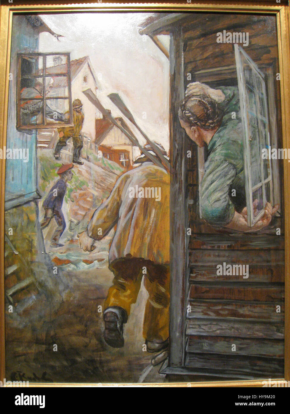 'Silda Kommer' by Christian Krohg depicts a scene of Silda arriving ...