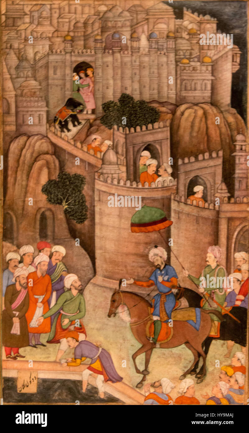 The artwork in the Delhi National Museum depicting Babur inspecting the ...