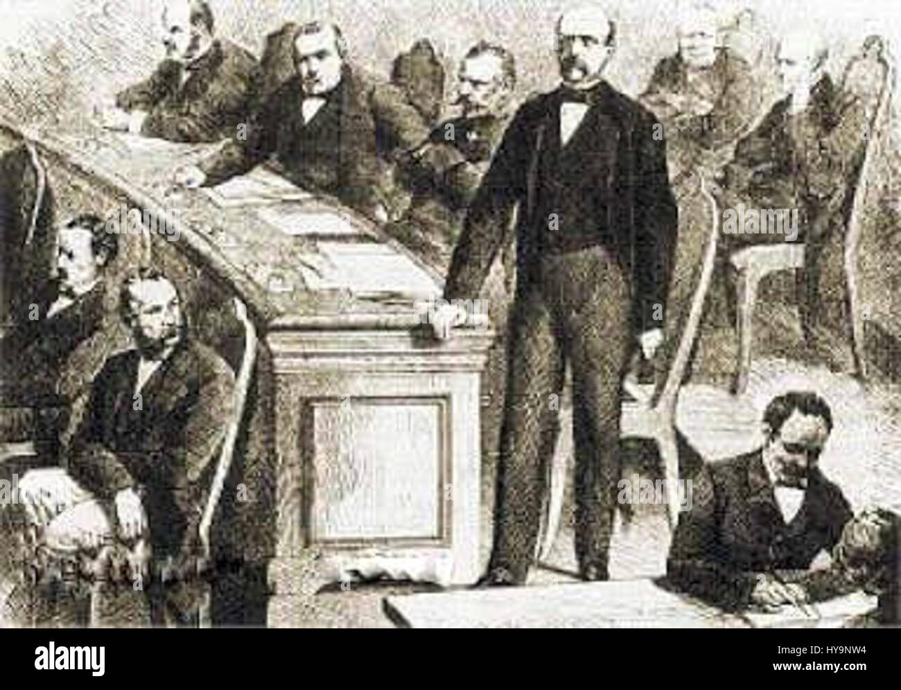 Otto von Bismarck, the first Chancellor of Germany, is depicted in a ...