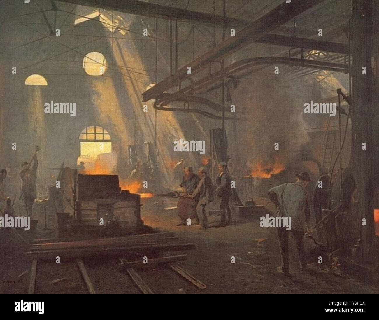 'A Forge' by Fernand Cormon is a painting that portrays a blacksmith ...