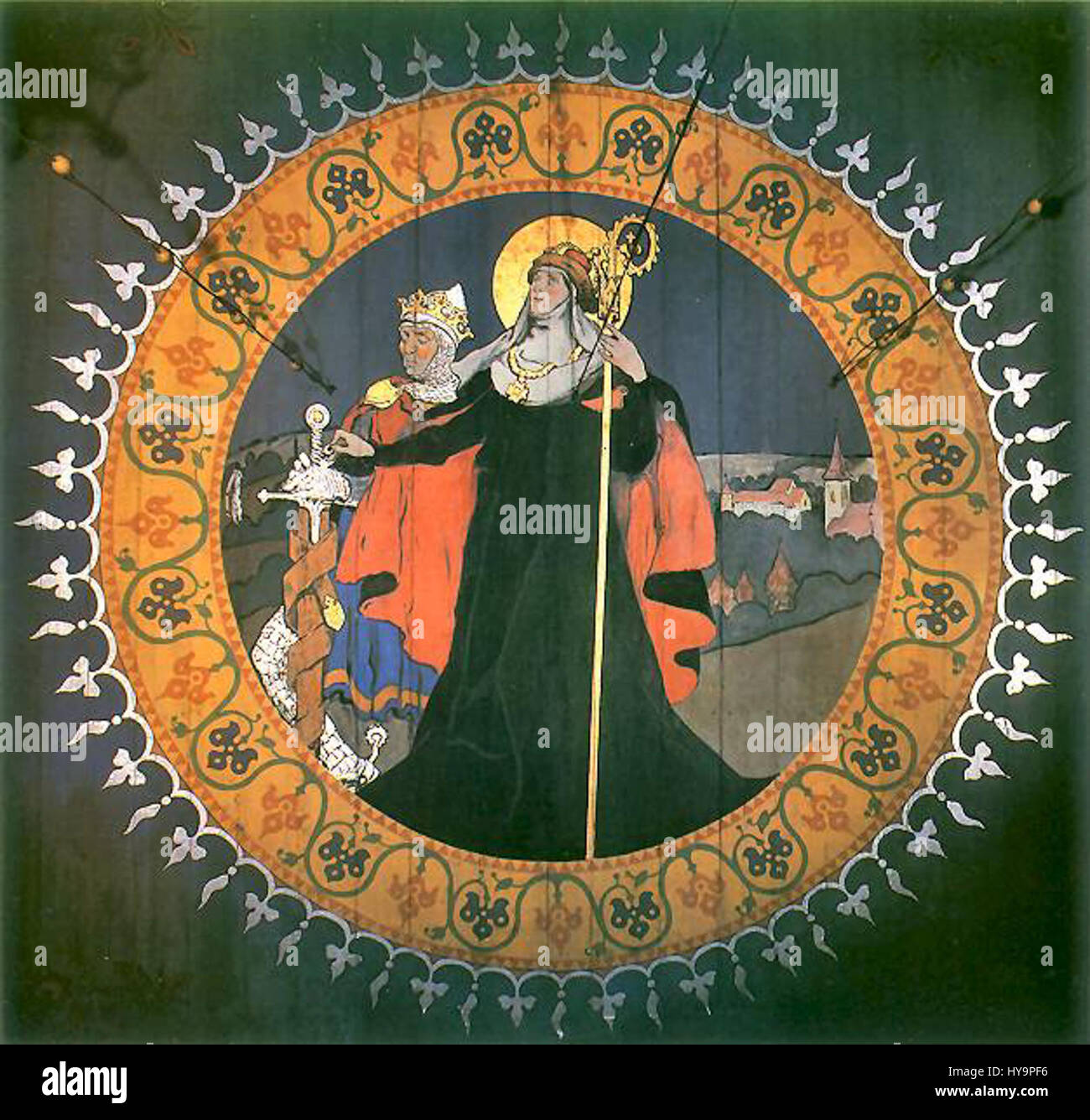 This artwork depicts Saint Kinga, a revered figure in Polish history ...