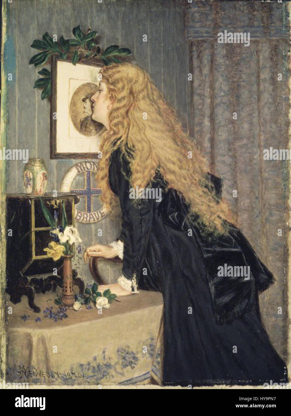 This painting, titled 'Mon Brave' by William John Hennessy, depicts a ...