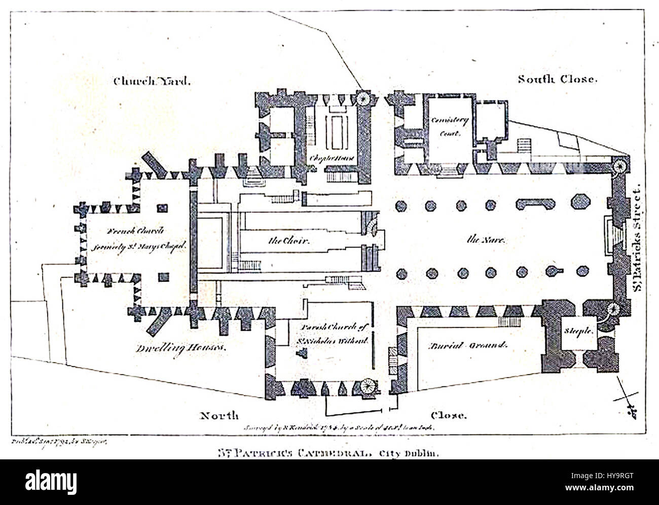 The plan of St. Patrick's Cathedral in Dublin presents a detailed ...