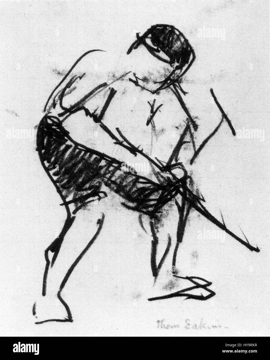 Drawing of workman Stock Photo - Alamy