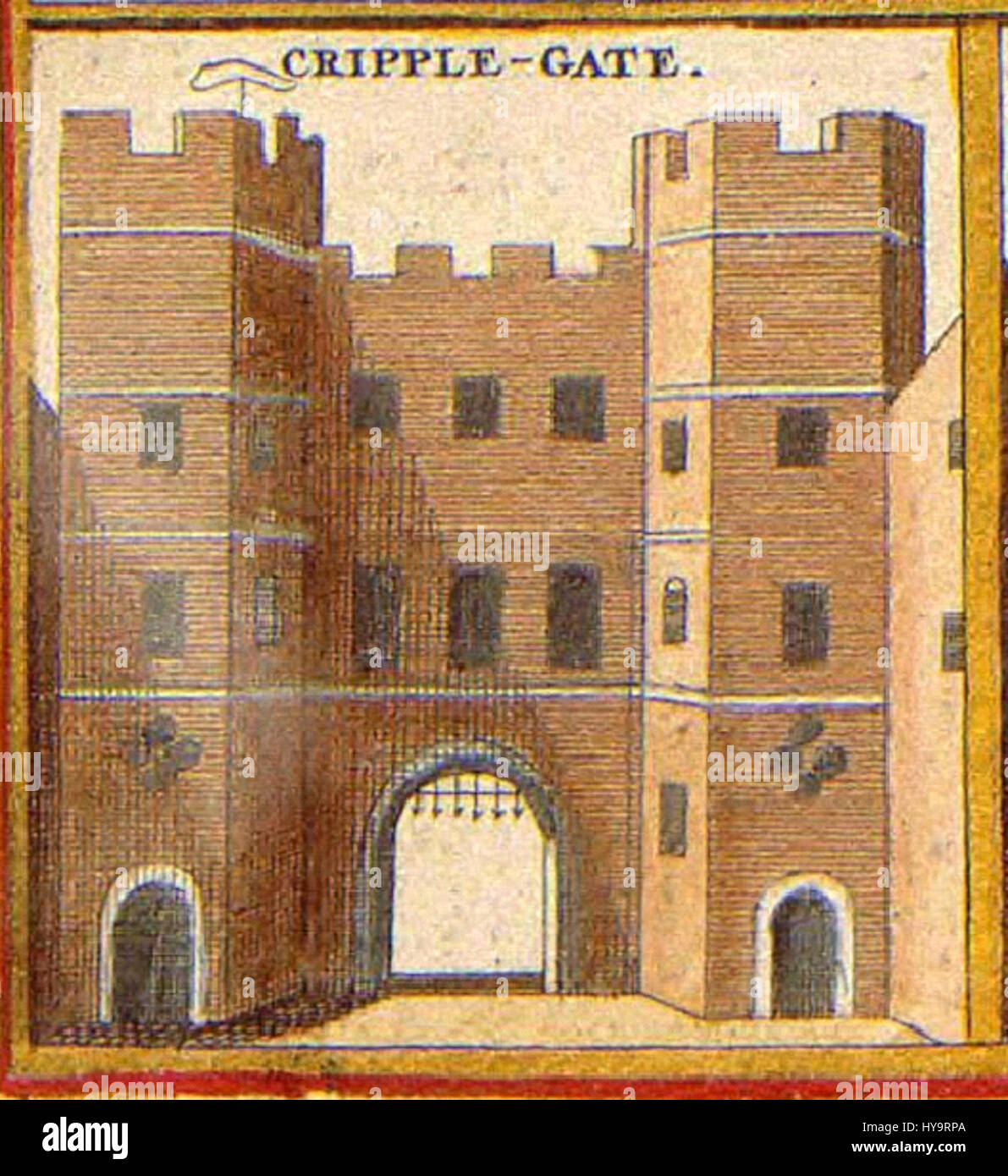 Cripplegate is a historic site in London, depicted in etchings by the ...