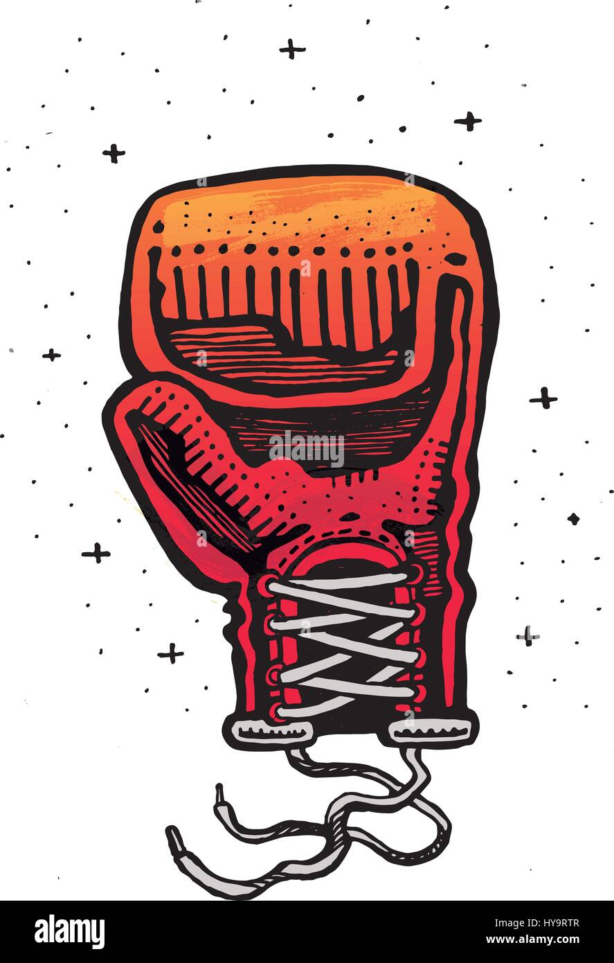 Hand drawn vector illustration or drawing of a boxing glove Stock ...