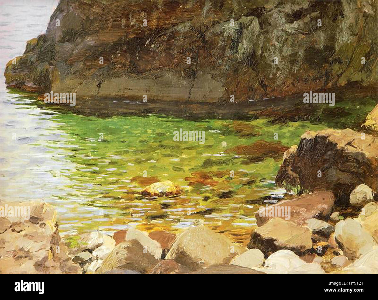'Brzeg morza i skały' by Ferdynand Ruszczyc is a landscape painting ...
