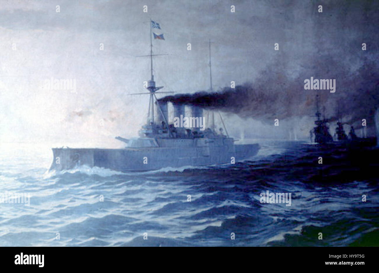 The 'Naval Battle' by Vasilios Chatzis depicts a historical naval ...