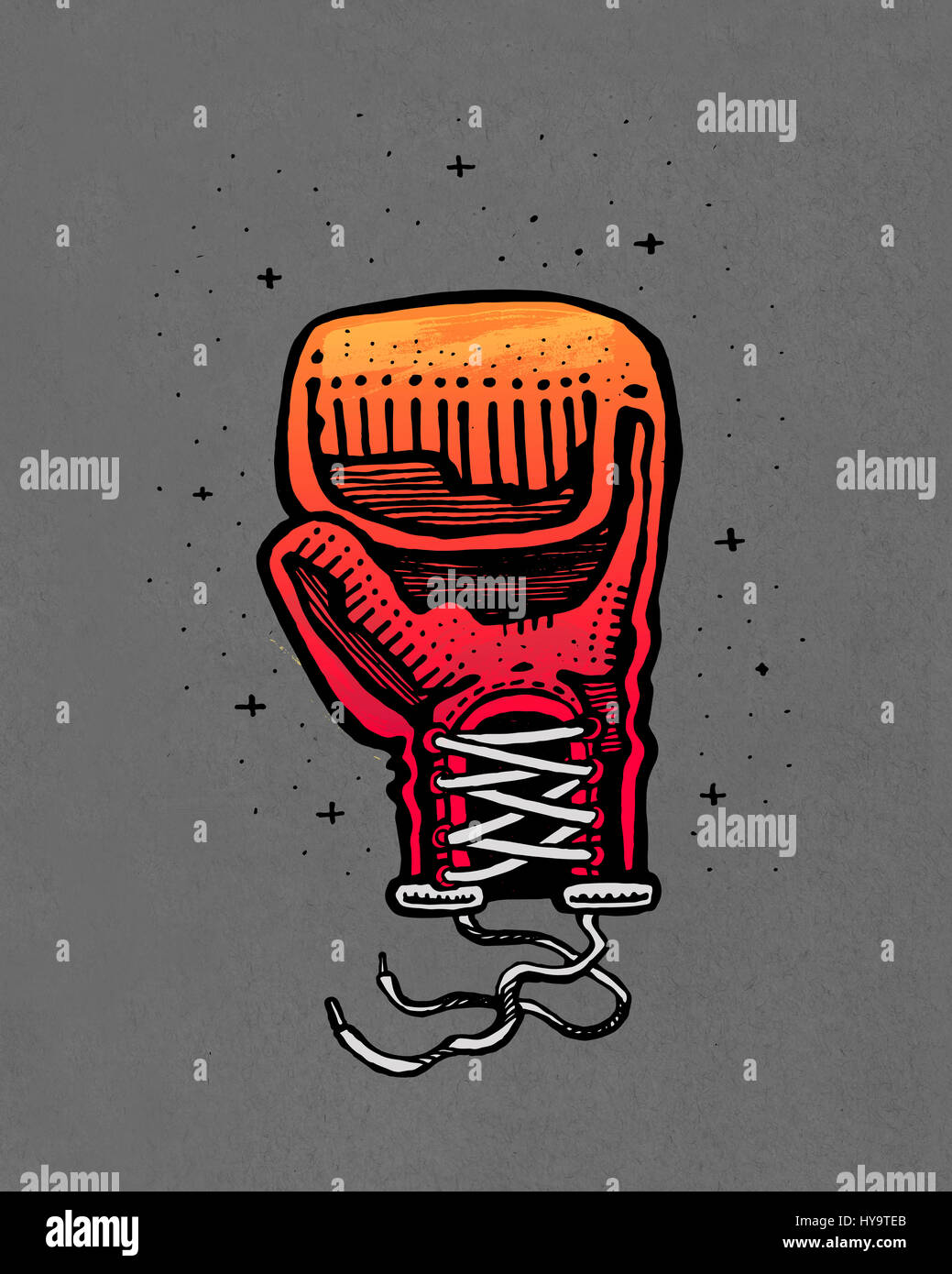 Hand drawn illustration or drawing of a boxing glove Stock Photo - Alamy