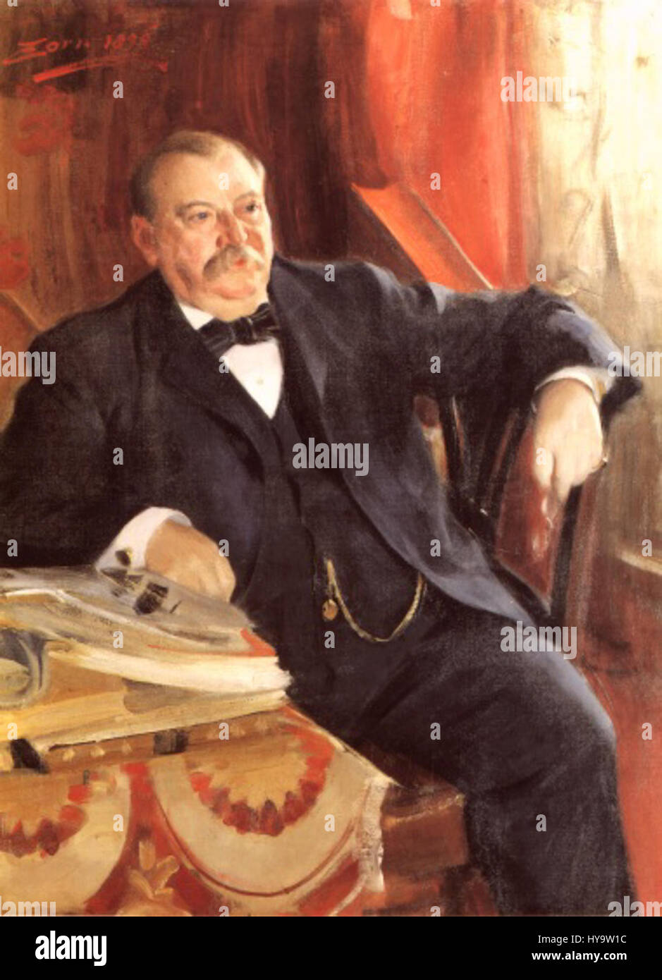 The portrait of Grover Cleveland, painted by Anders Zorn, captures the ...