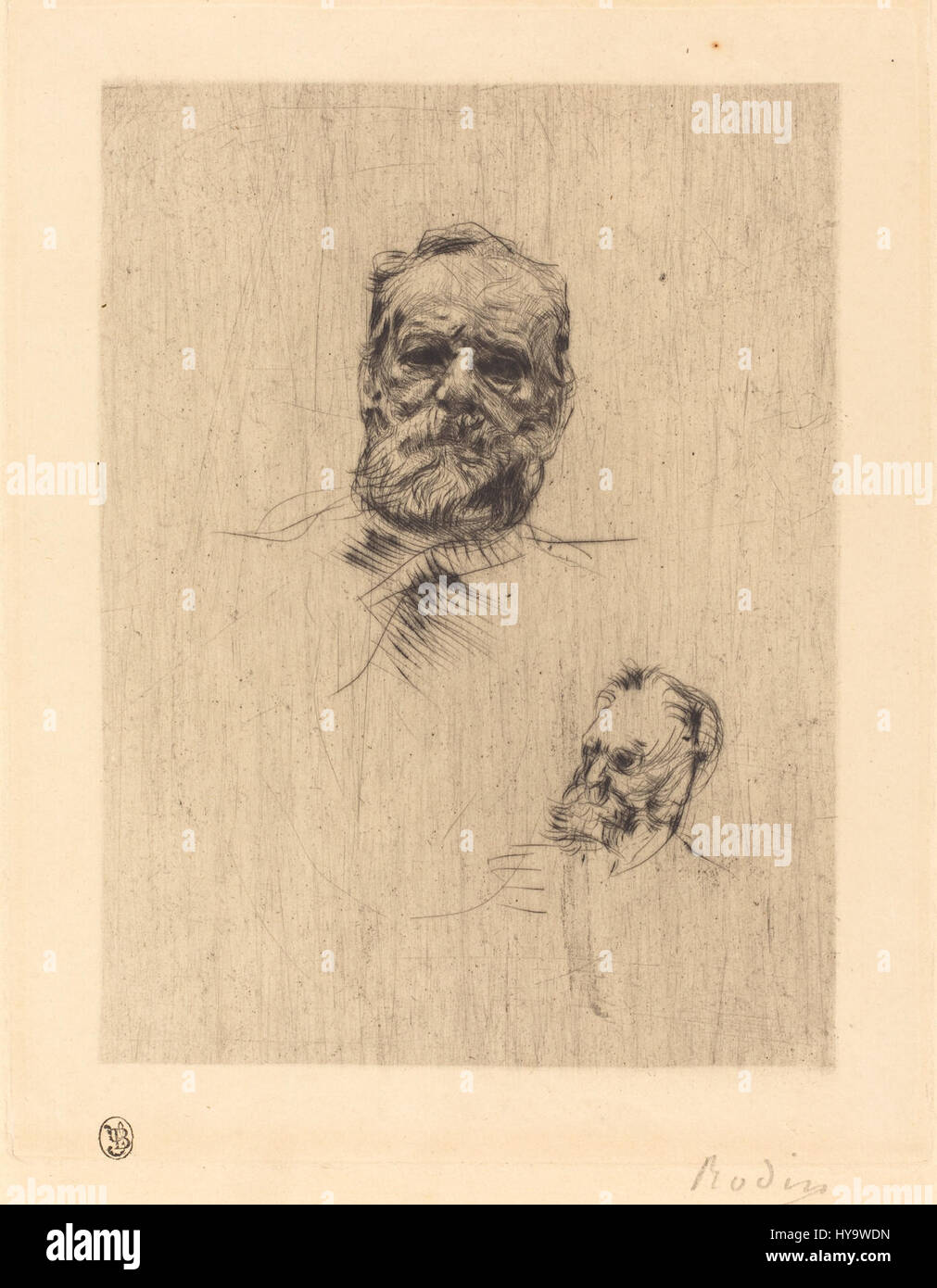 This sculpture by Auguste Rodin, titled 'Victor Hugo, De Face 2,' is a ...