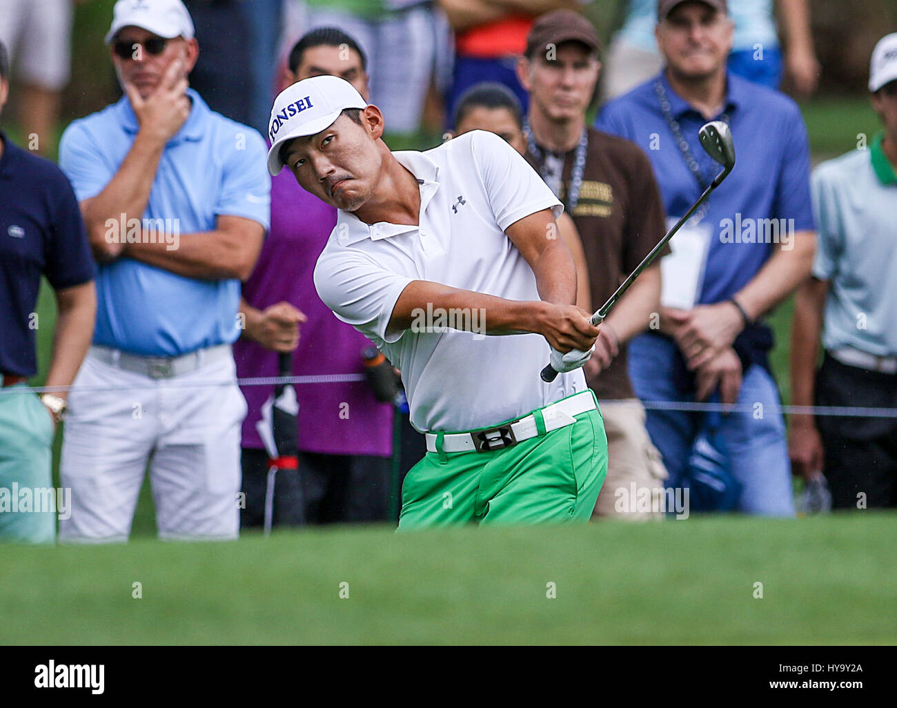 Humble, Texas, USA. 2nd Apr, 2017. Sung Kang hits a shot out of the ...