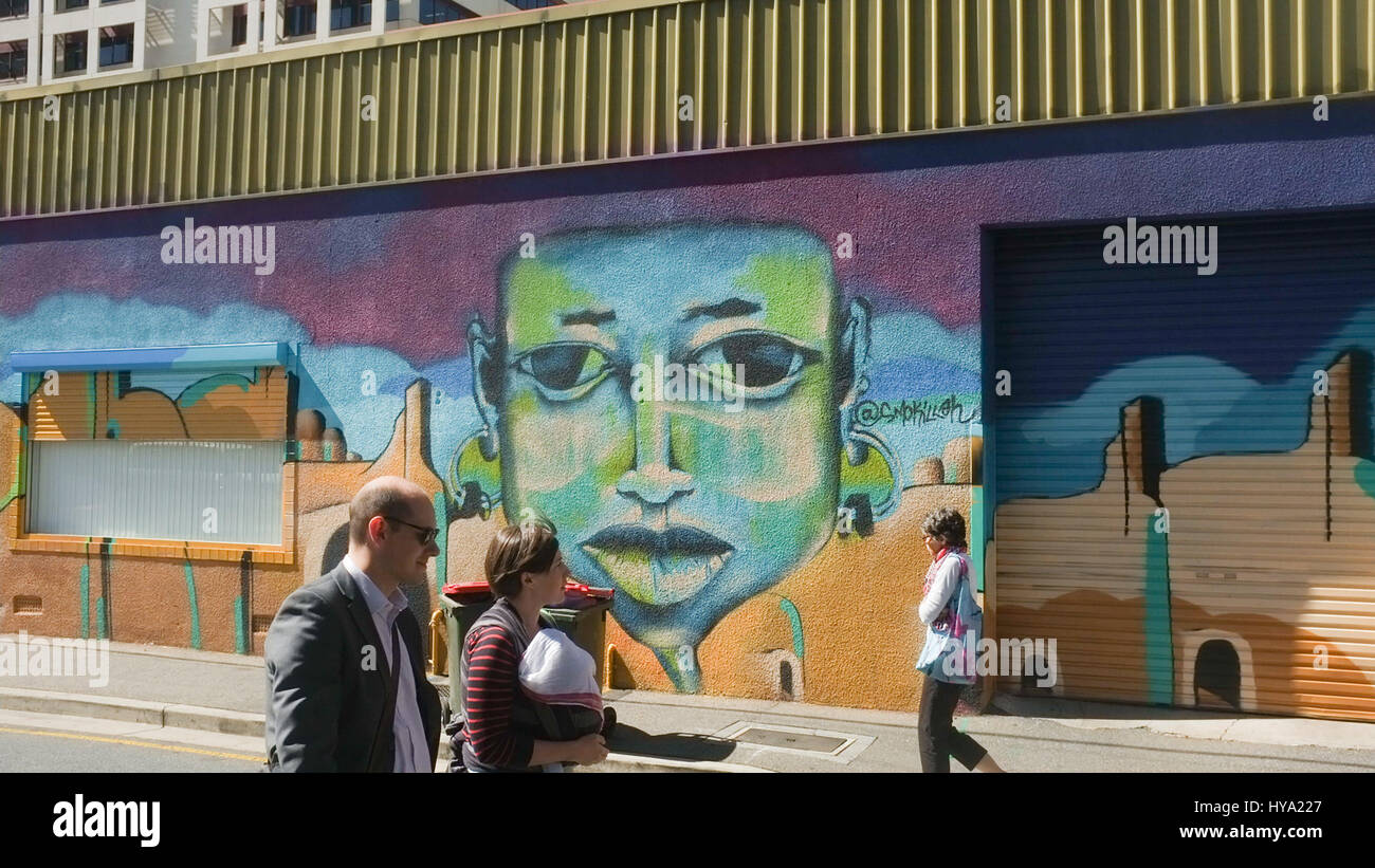 Adelaide, Australia. 3rd Apr, 2017. Colourful art murals are showcased ...