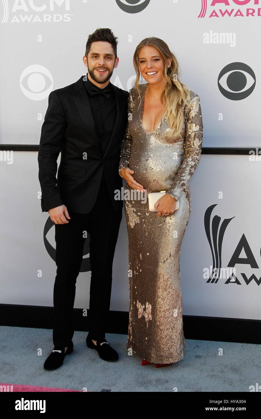 Las Vegas, NV, USA. 2nd Apr, 2017. Thomas Rhett, Lauren Gregory at ...