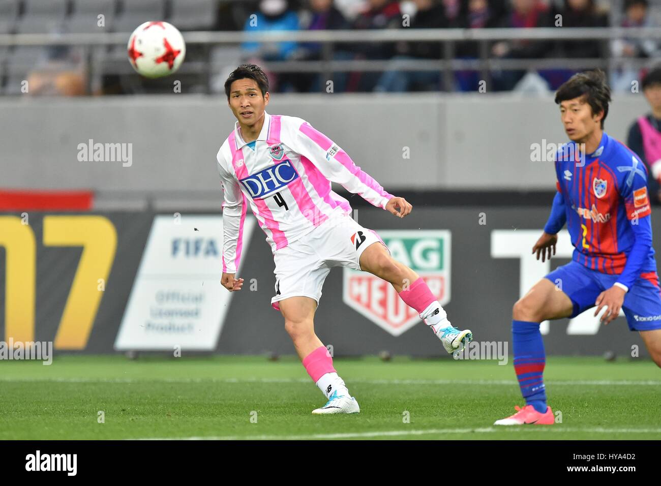 Tokyo, Japan. 1st Apr, 2017. Riki Harakawa (Sagan), Sei Muroya (FC ...