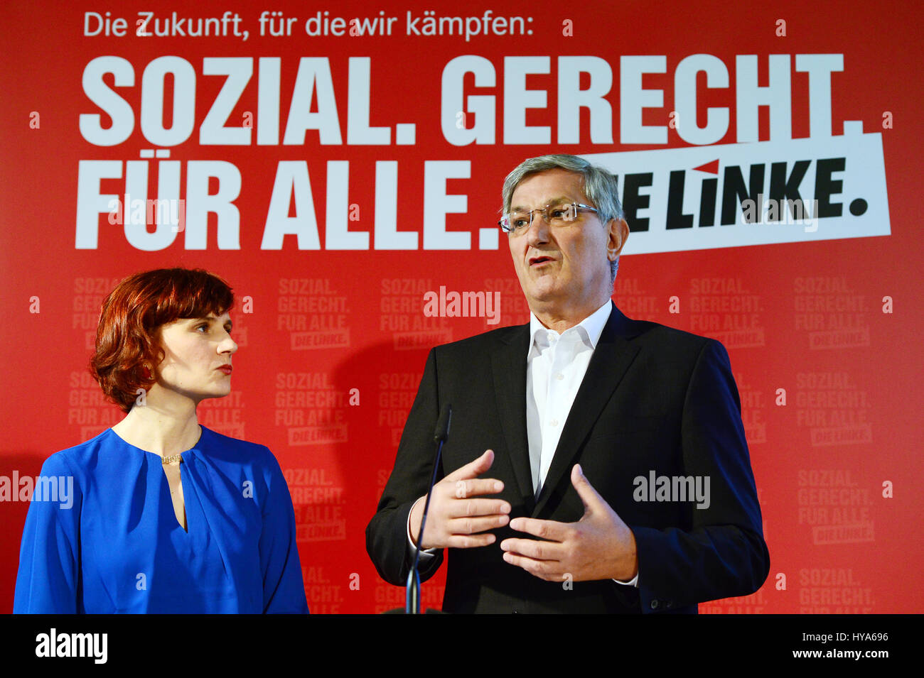 Berlin, Germany. 03rd Apr, 2017. The chairpersons of 'Die Linke' (lit ...
