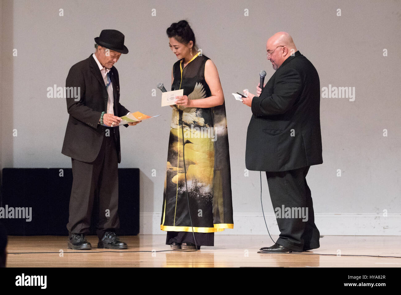os Angeles, California, USA. 2nd April, 2017. Actor Aki Aleong receives ...