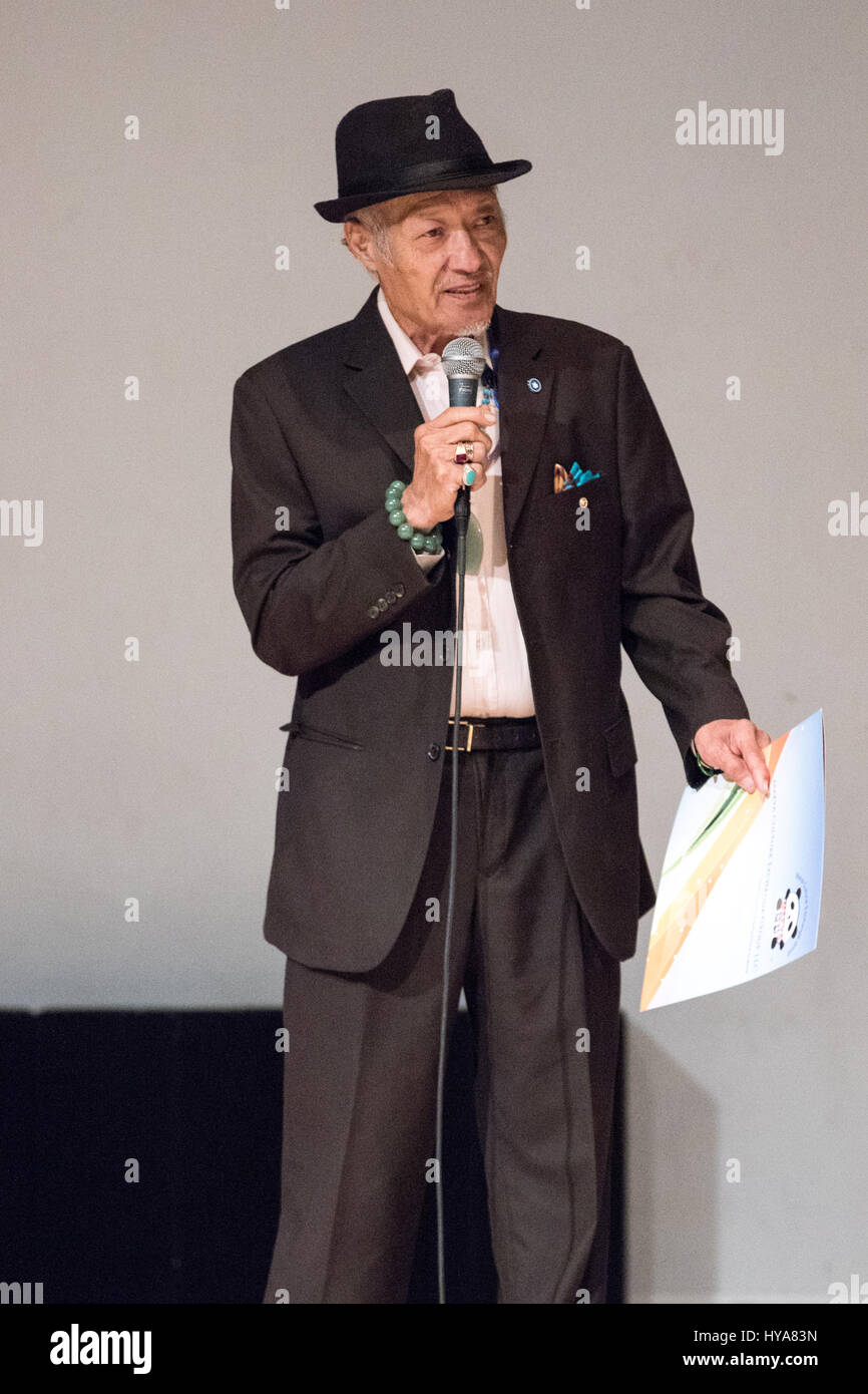 os Angeles, California, USA. 2nd April, 2017. Actor Aki Aleong gives ...