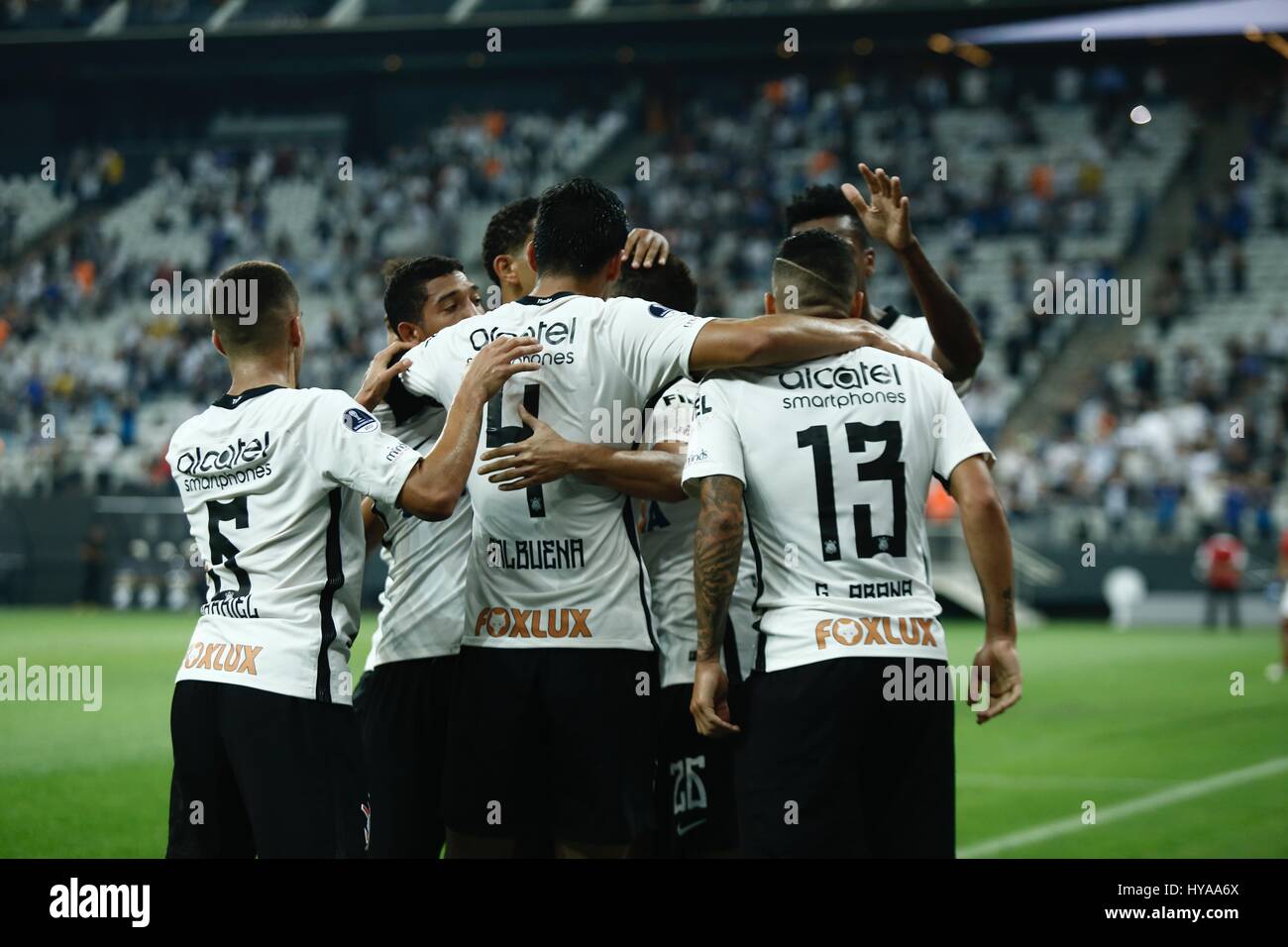 Rodriguinho do Corinthians celebrates goal during a match against ...