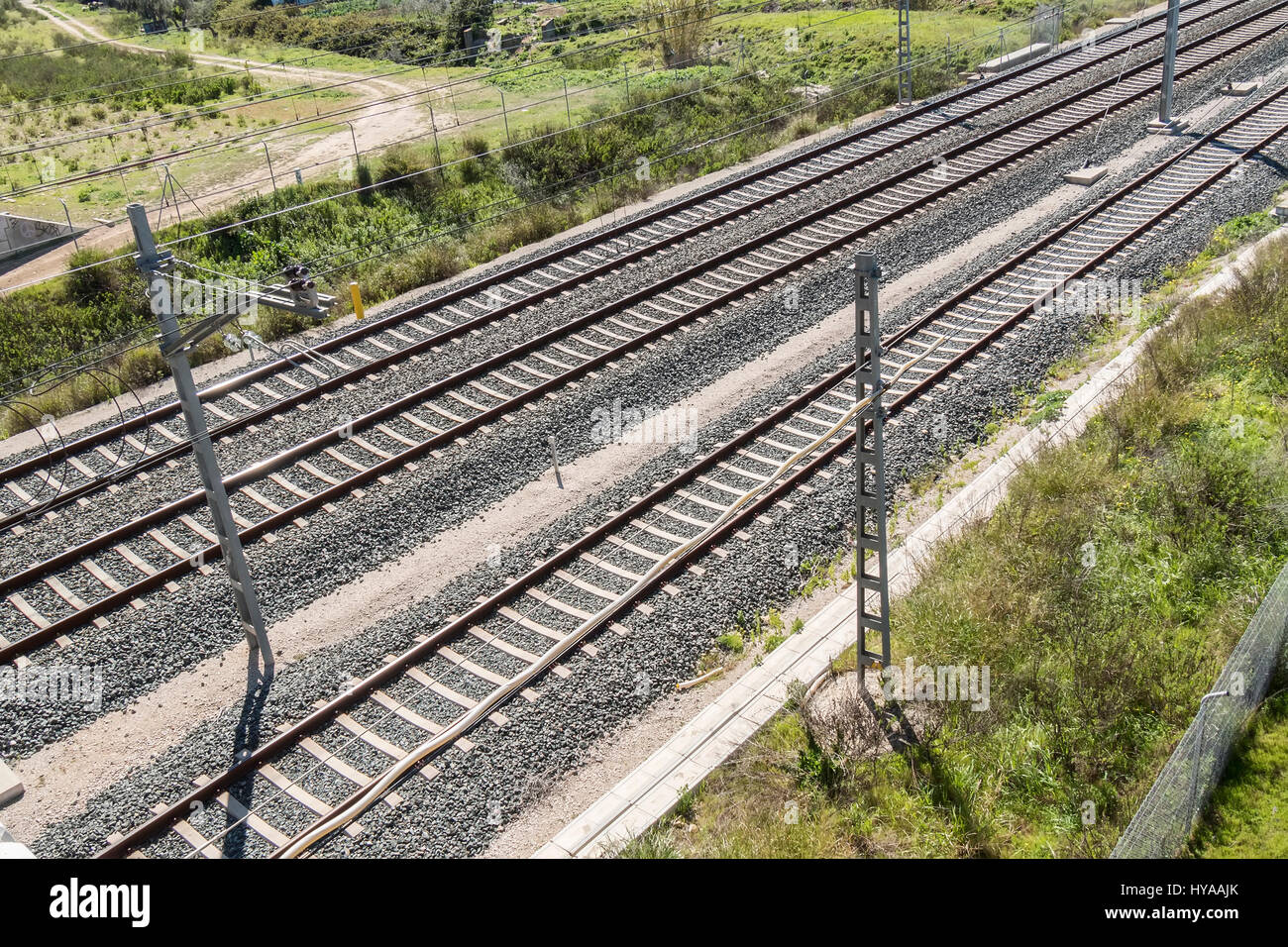 Top view of the train tracks Stock Photo - Alamy