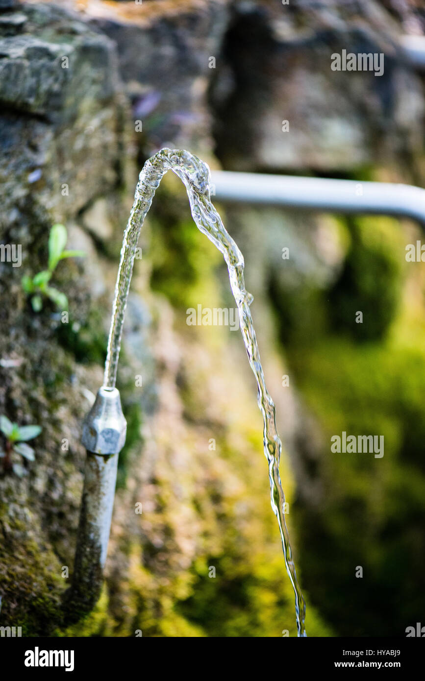 Waterfall splashes in closeup. abstract texture of water with bubbles ...