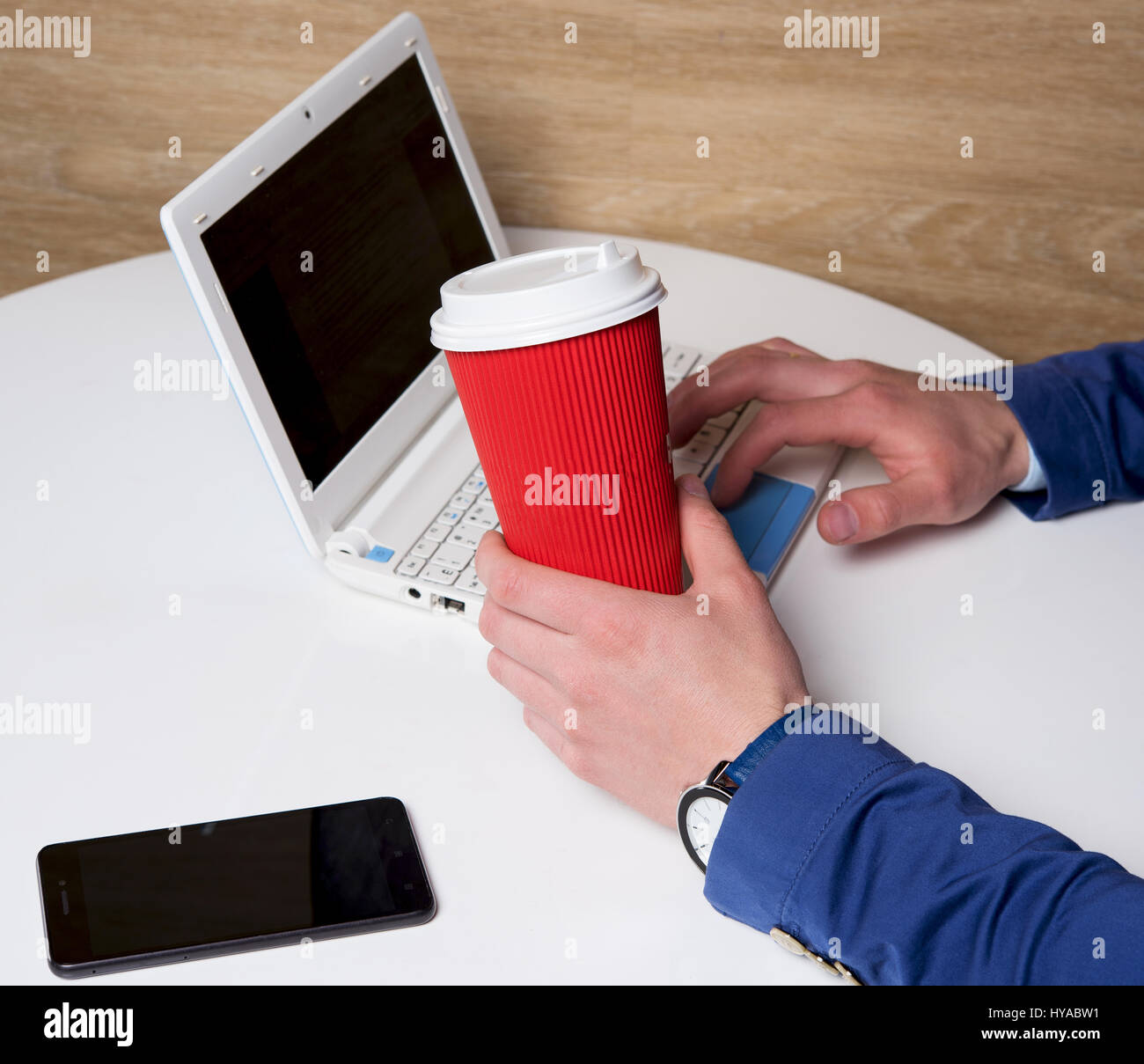 working morning with a delicious Cup of coffee Stock Photo - Alamy