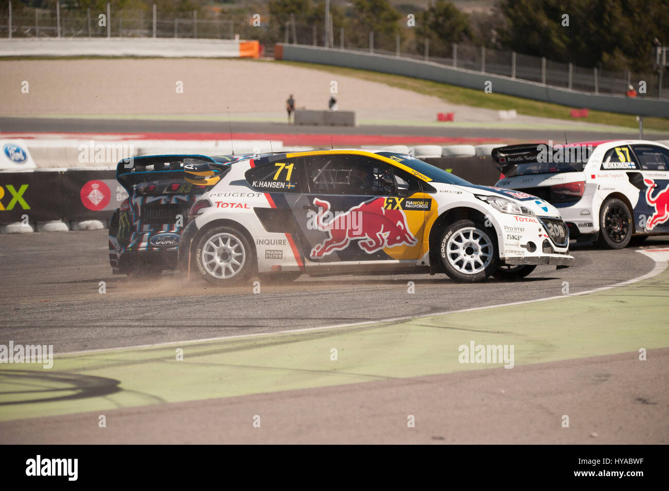 Montmeló, Spain. 02nd Apr, 2017. (Sequence) The Peugeot 208 World RX ...
