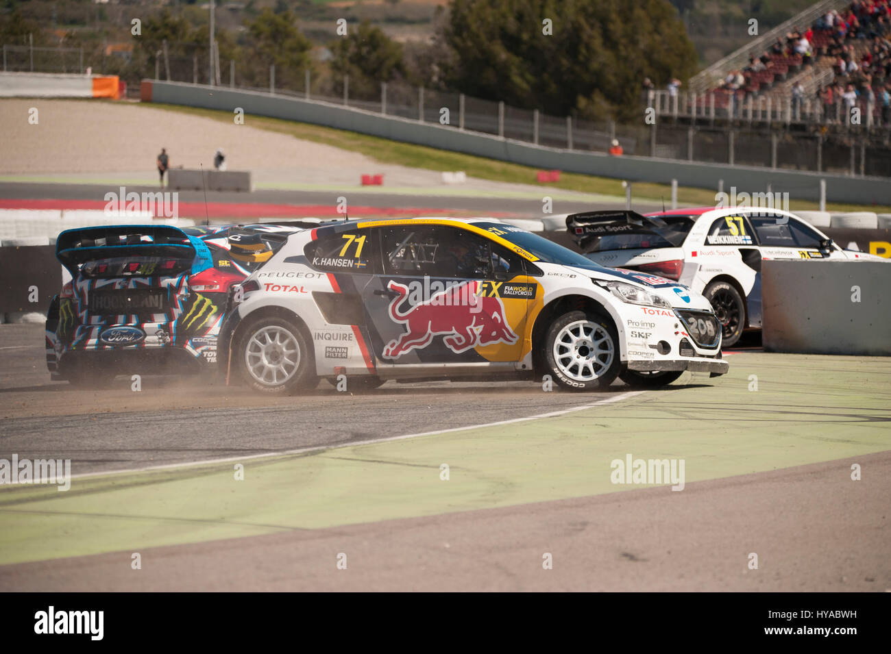 Montmeló, Spain. 02nd Apr, 2017. (Sequence) The Peugeot 208 World RX ...
