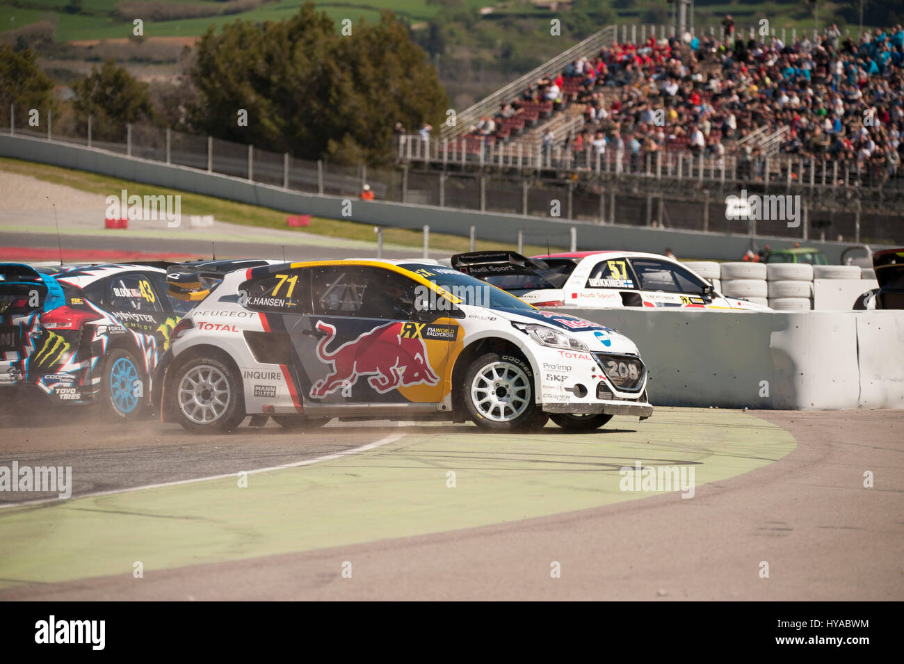 Montmeló, Spain. 02nd Apr, 2017. (Sequence) The Peugeot 208 World RX ...