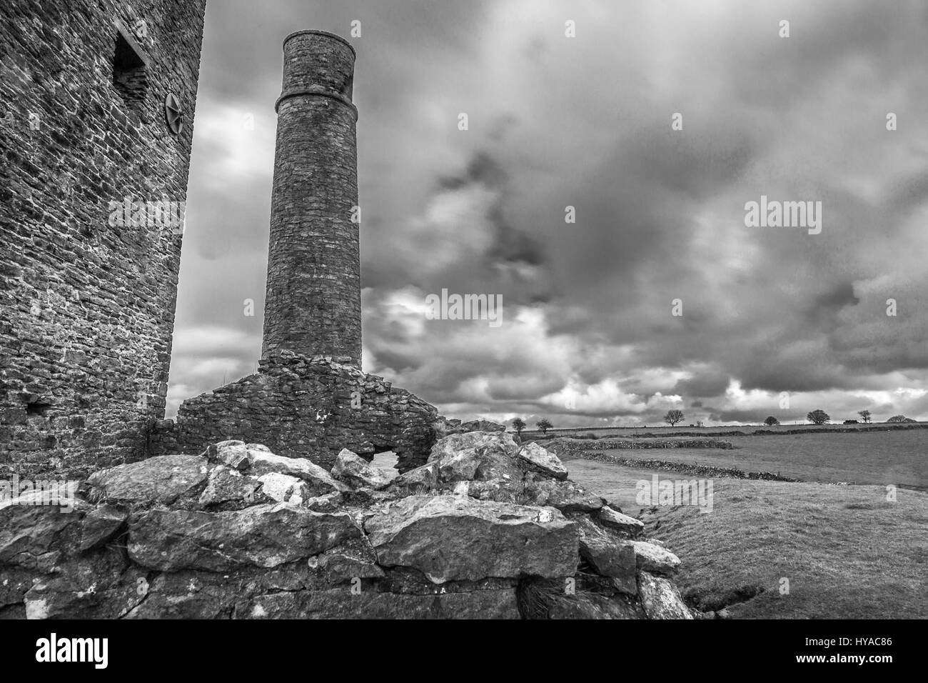 Derelict Magpie mine, abandoned lead mine in Peak District UK national ...