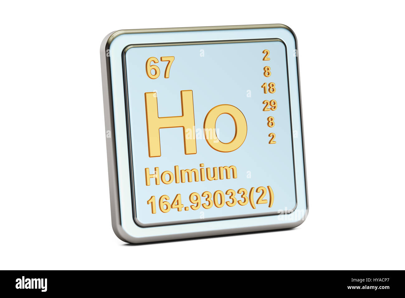 Holmium Ho, chemical element sign. 3D rendering isolated on white ...