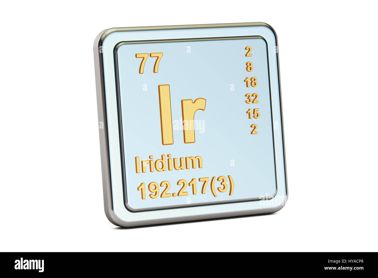 Iridium Ir, chemical element sign. 3D rendering isolated on white ...